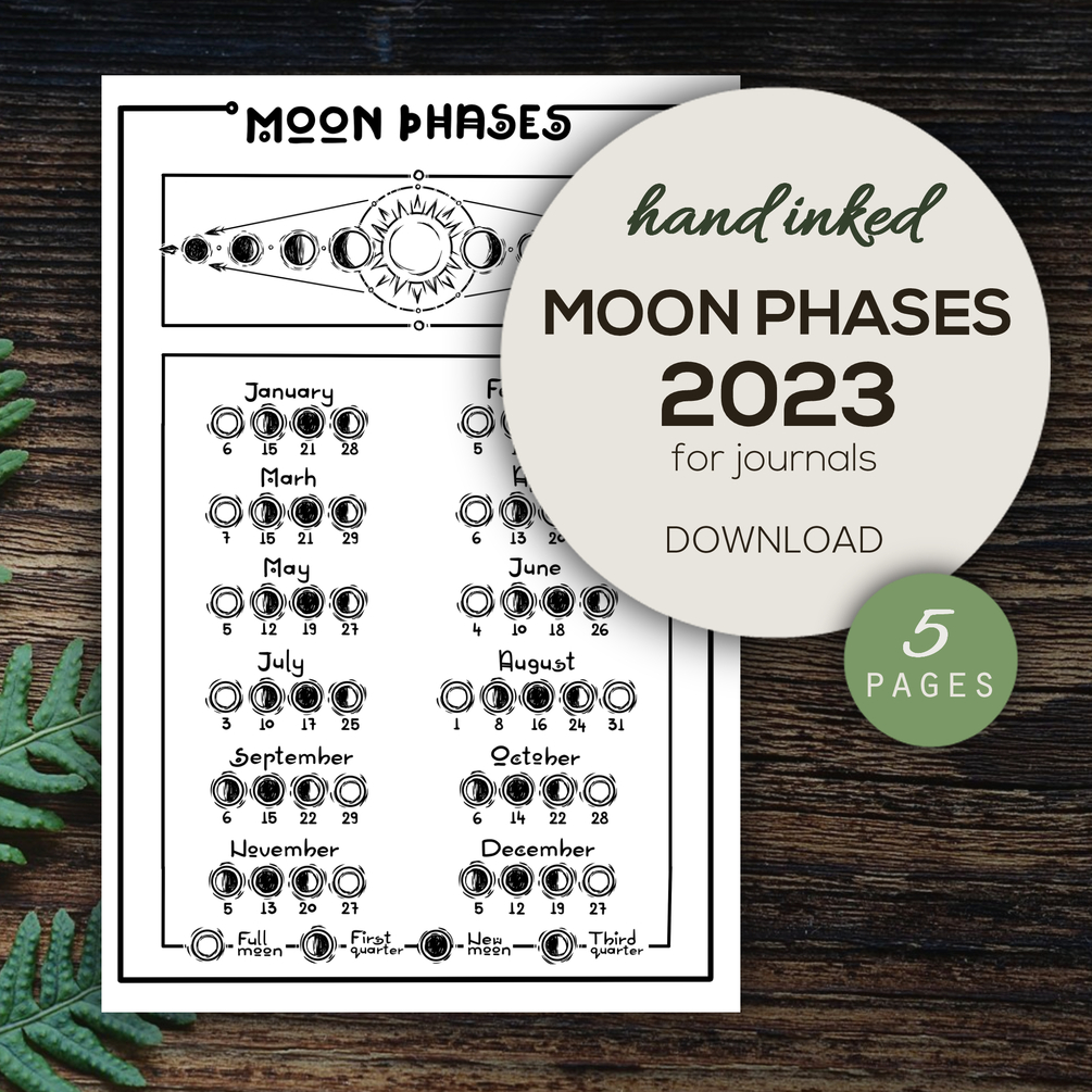 Moon Phases Print for Journals