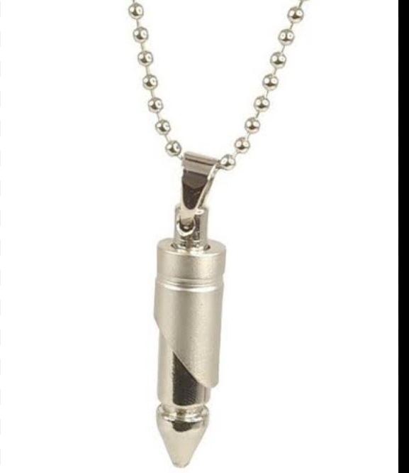 Silver plated chain necklace for men with bullet pendent