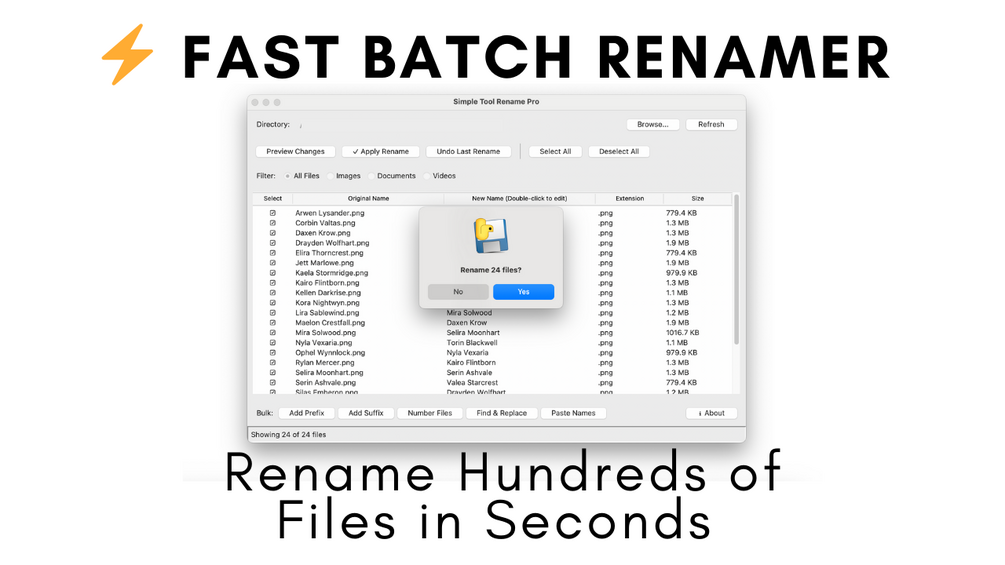Fast Batch Renamer for Macbook