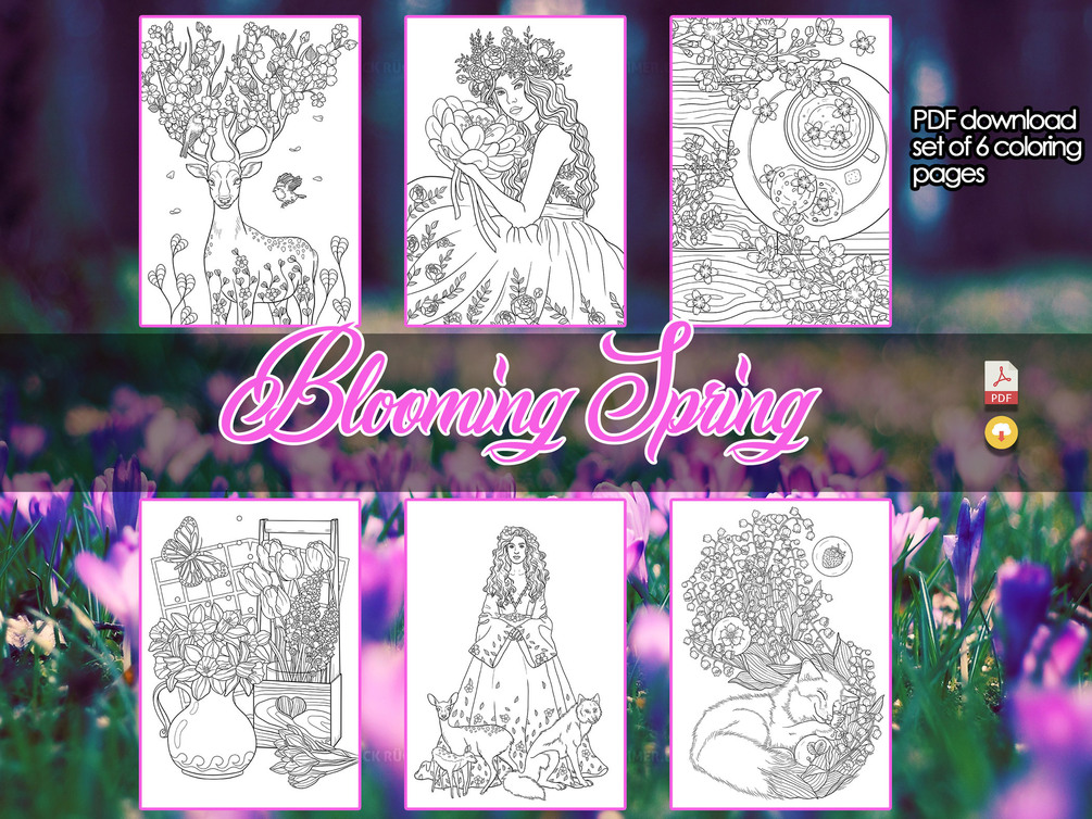 Blooming Spring Coloring Bundle
