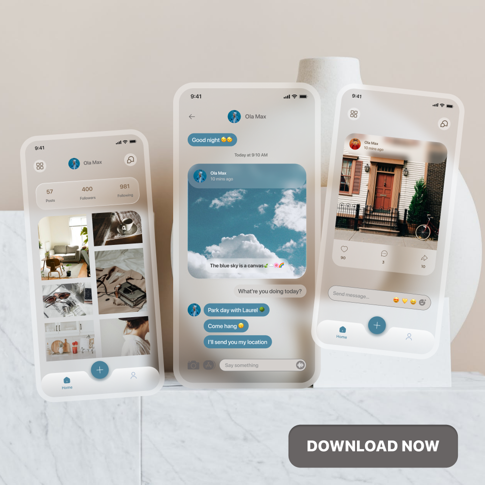Social Media App - Transparent Design Style