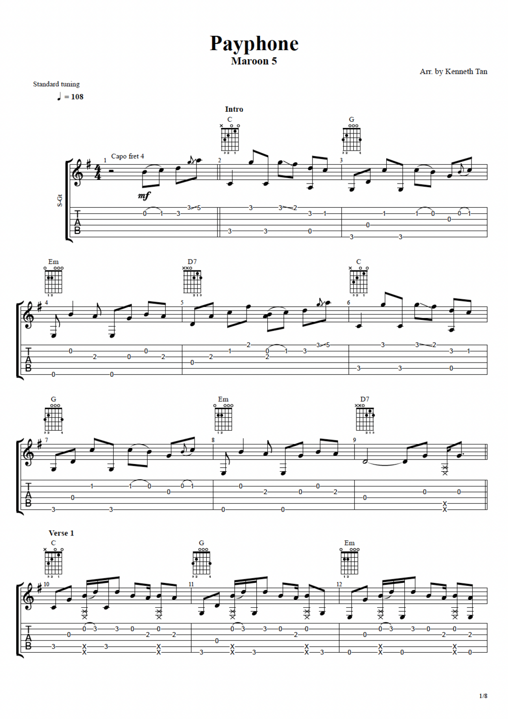 Payphone | Fingerstyle Guitar