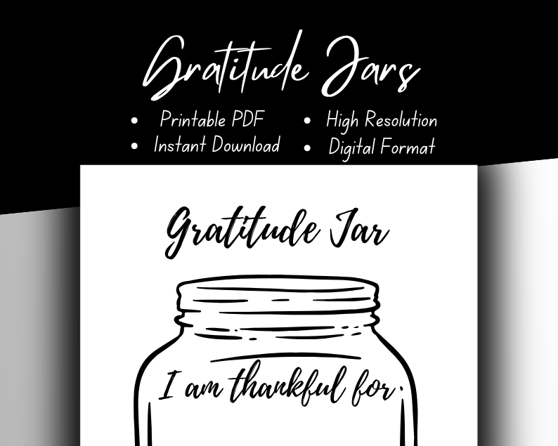 Gratitude Jars Printable PDF | Instant Download | High Resolution ...
