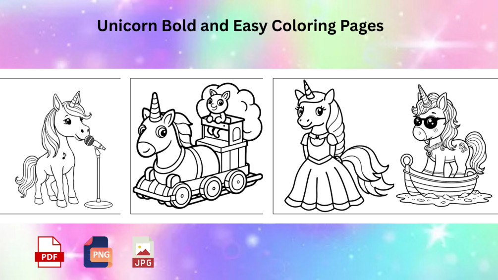 Unicorn Bold and Easy Coloring Pages