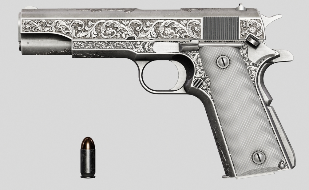 olt M1911 White Carved Version Low-poly 3D model