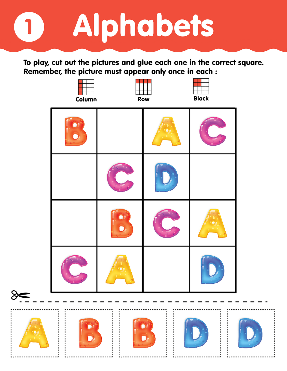 Sudoku Cut and Glue - Alphabets