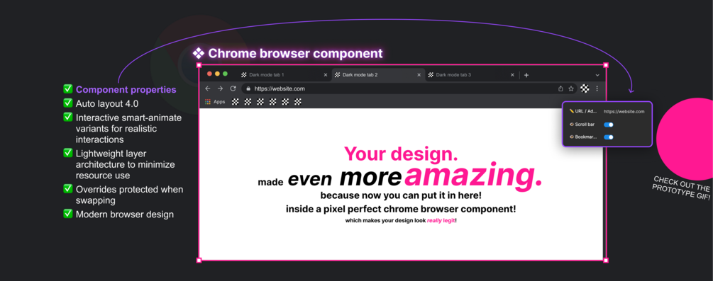 PROTOTYPE-READY Chrome Browser Components for Figma Mockups & Prototypes