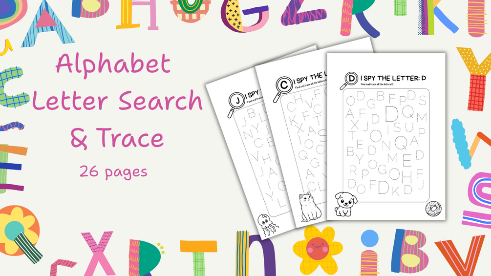 Alphabet Letter Search & Trace | Alphabet Worksheets | Letter Search | A-Z