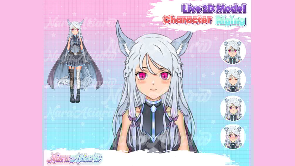 Vtuber Model and Rigging Anime Girl Blue Wolf Premade, Live2d ready to ...
