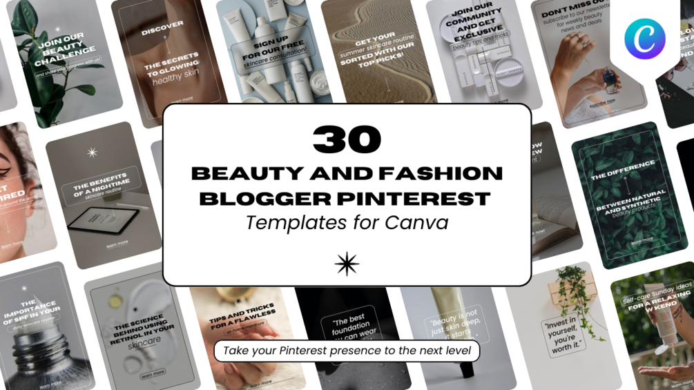 Beauty and Fashion Blogger Pinterest Templates for Canva