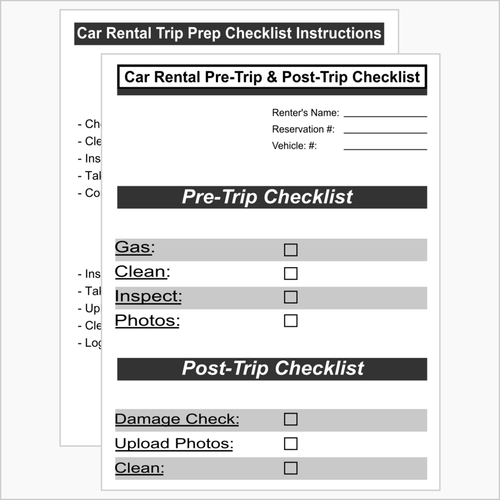 Turo Car Rental Trip Checklist & Instructions – Printable PDF for Hosts