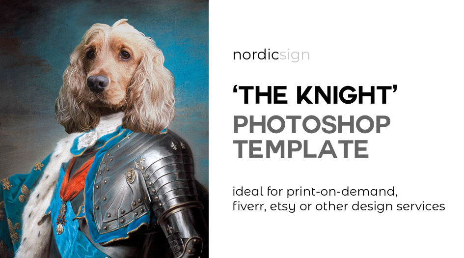 'The Knight' royal animal renaissance portrait photoshop template