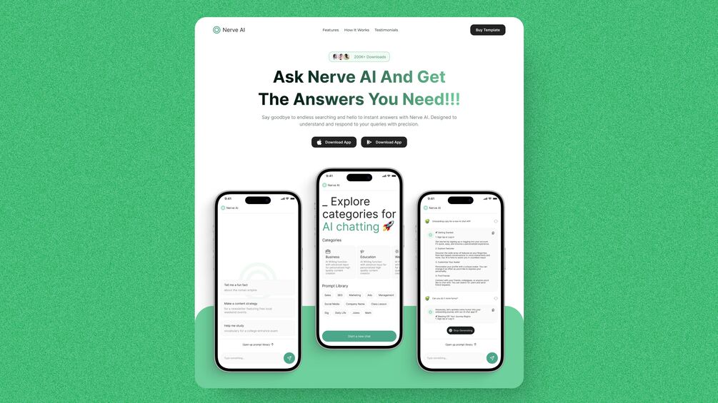 Nerve AI - AI SaaS Mobile App Framer Template