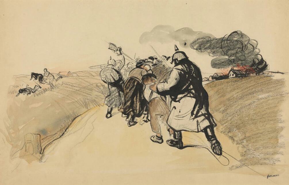 German Raid on a Village by Jean Louis Forain