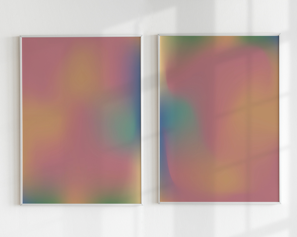 Gradient Wall Art Set of Two, Unique Birthday Gift Idea, Aura Gradient ...