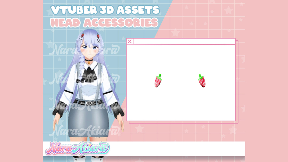 3D Vtuber Assets Strawberry Hairpin Vroid Commission, 3D assets ready ...