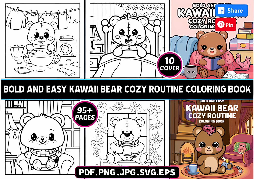 Cozy Routine Coloring Pages KawaiiBear