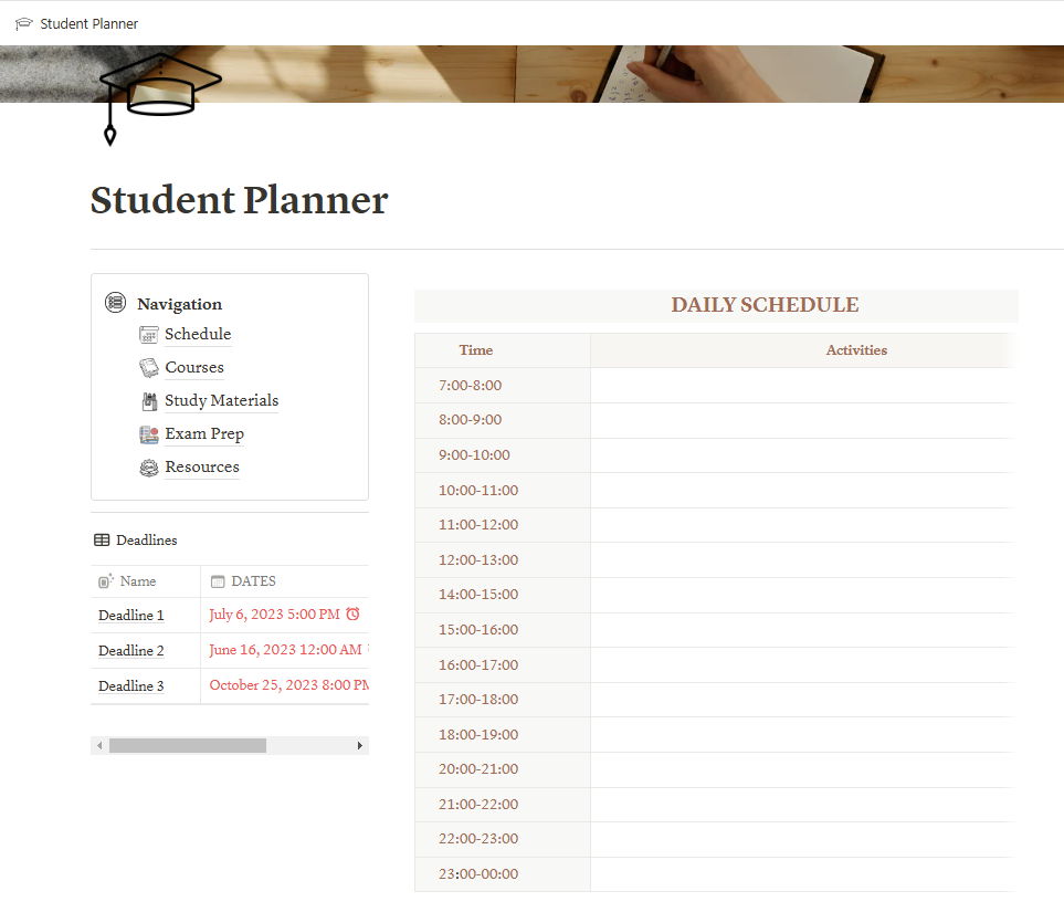 Notion Student Planner