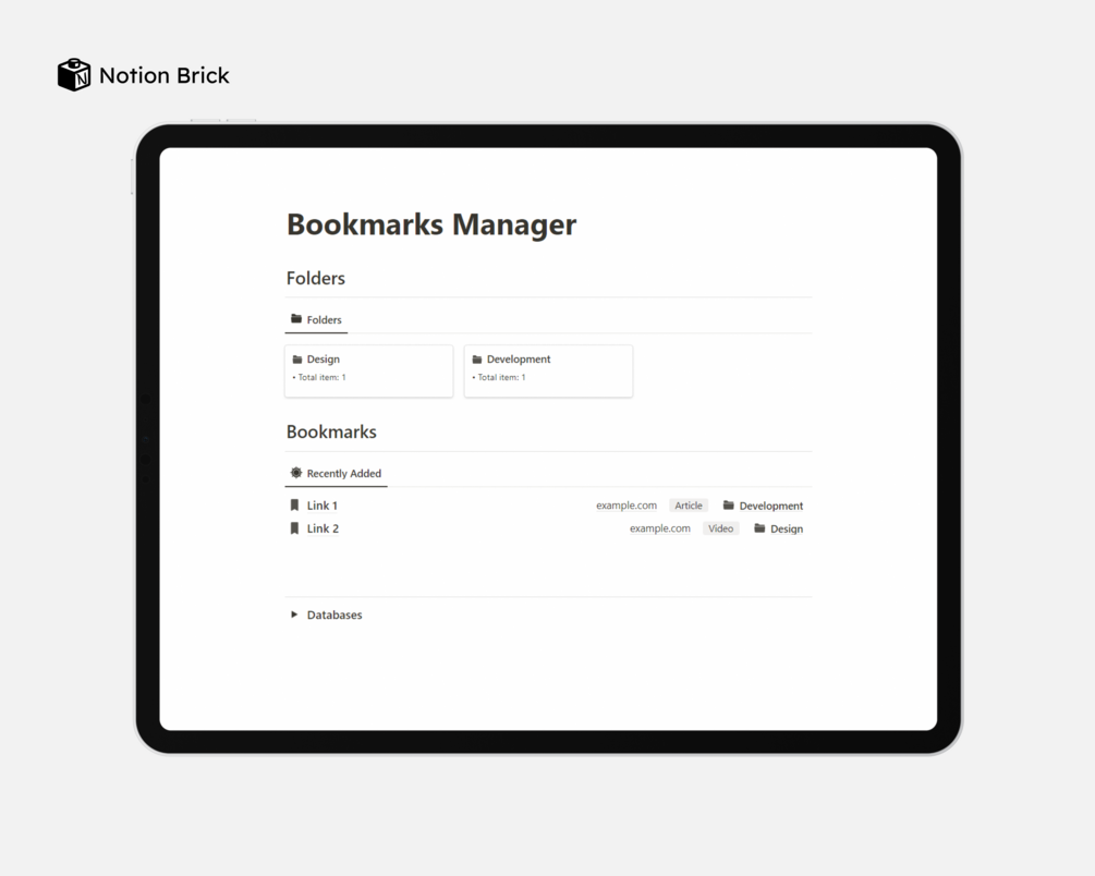 Notion Bookmarks Manager Template