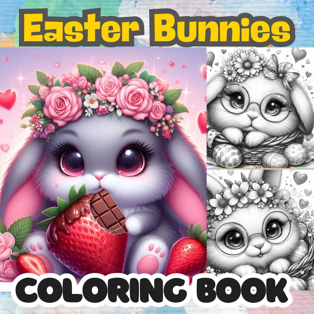 Easter Bunnies Coloring Book for Kids and Adults