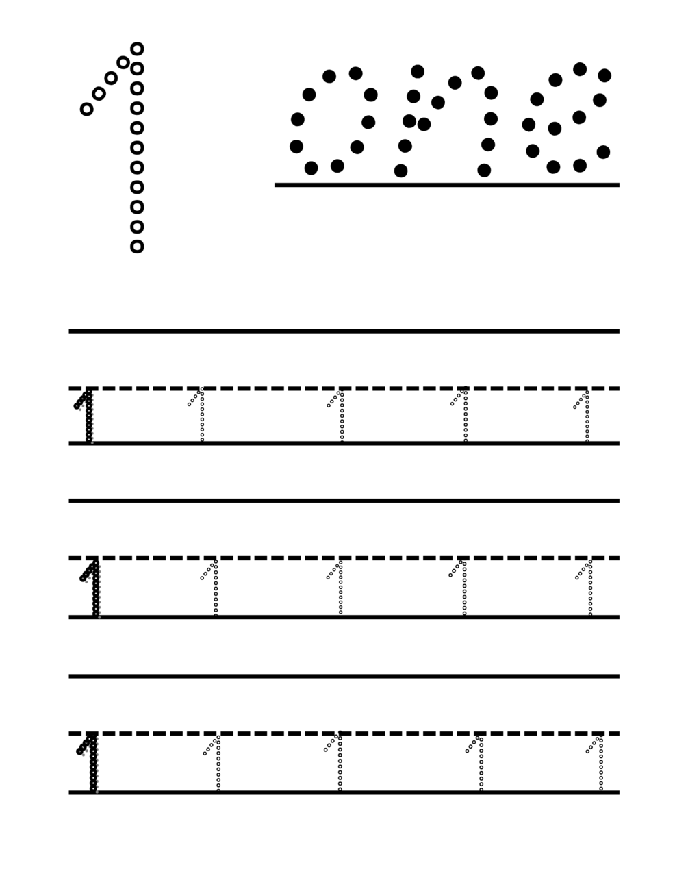 Number 1 Tracing Worksheet