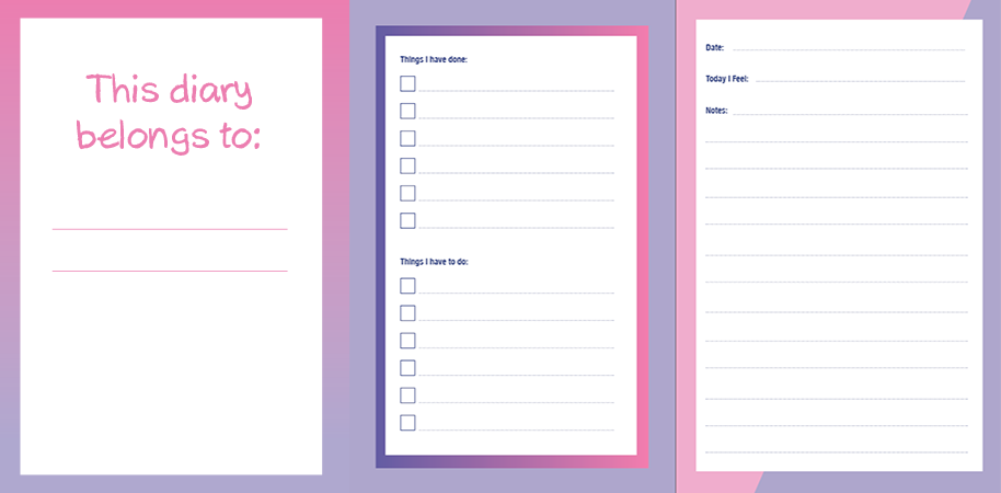 Diary KDP Interior 6x9 inches (color and B&W)