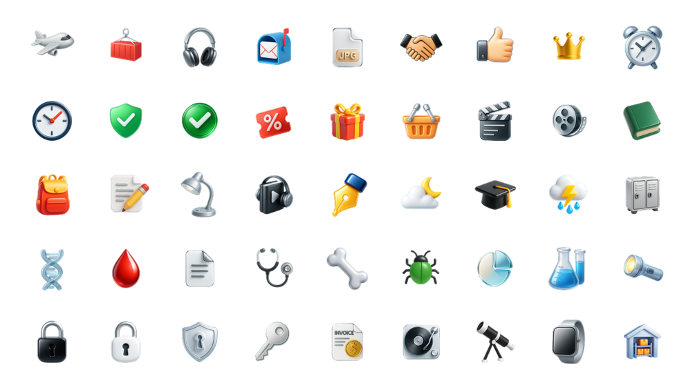 332 3D Icons – High-Quality 1024x1024 PNG Icon Pack (Transparent)