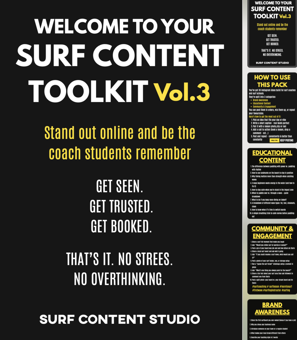 🚀 Surf Coach Content Toolkit – Vol. 3
