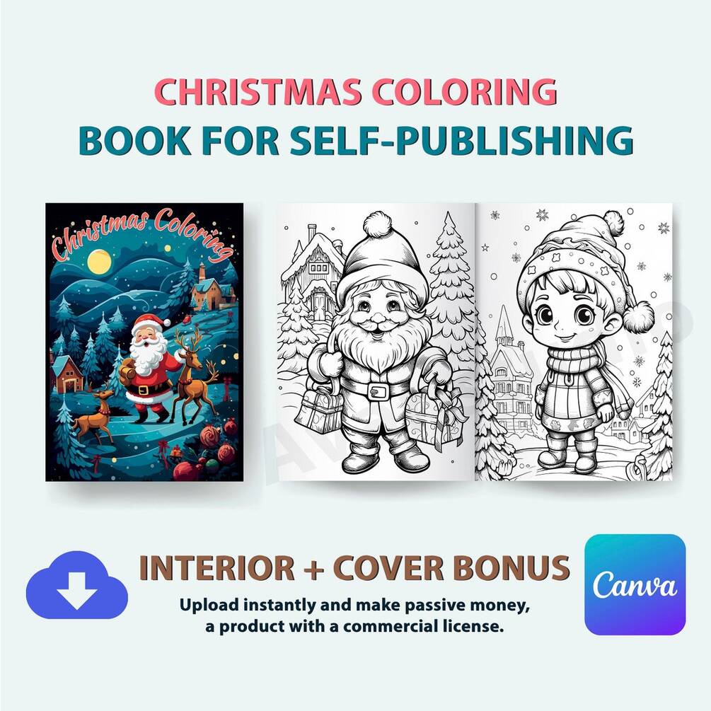 Printable Xmas Coloring Pages Book | KDP Interior and Cover Book for ...