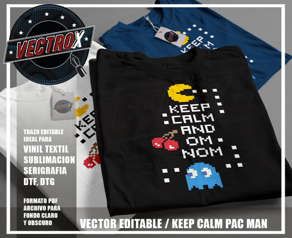 Vector Editable - Keep Calm Pac Man