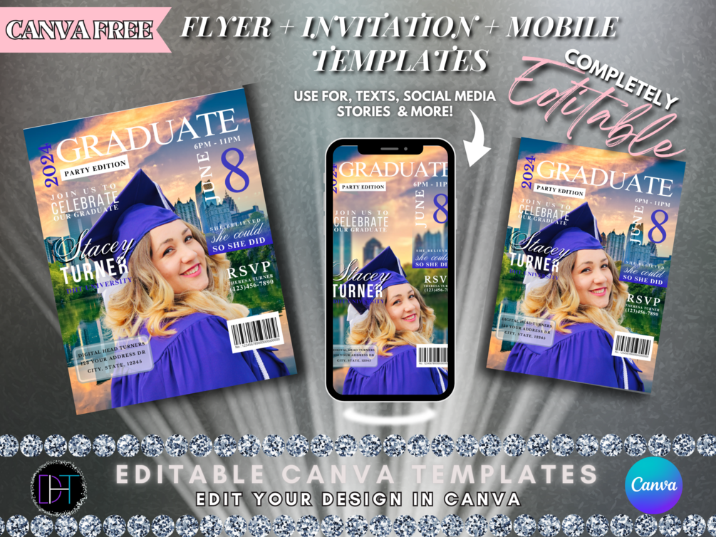 Graduate Magazine Cover Invitation (Purple)