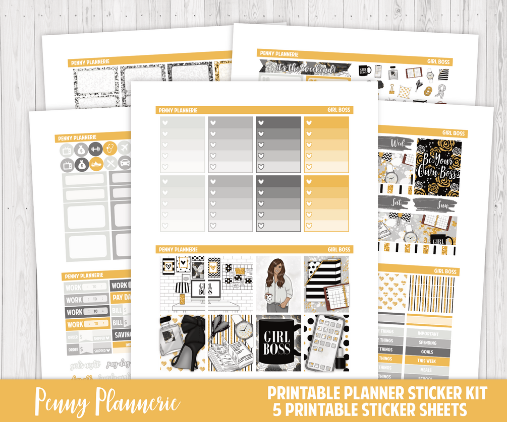 Girl Boss - Printable Sticker Kit