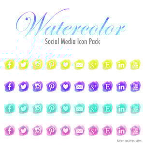 Simple Watercolor Social Media Icon Pack