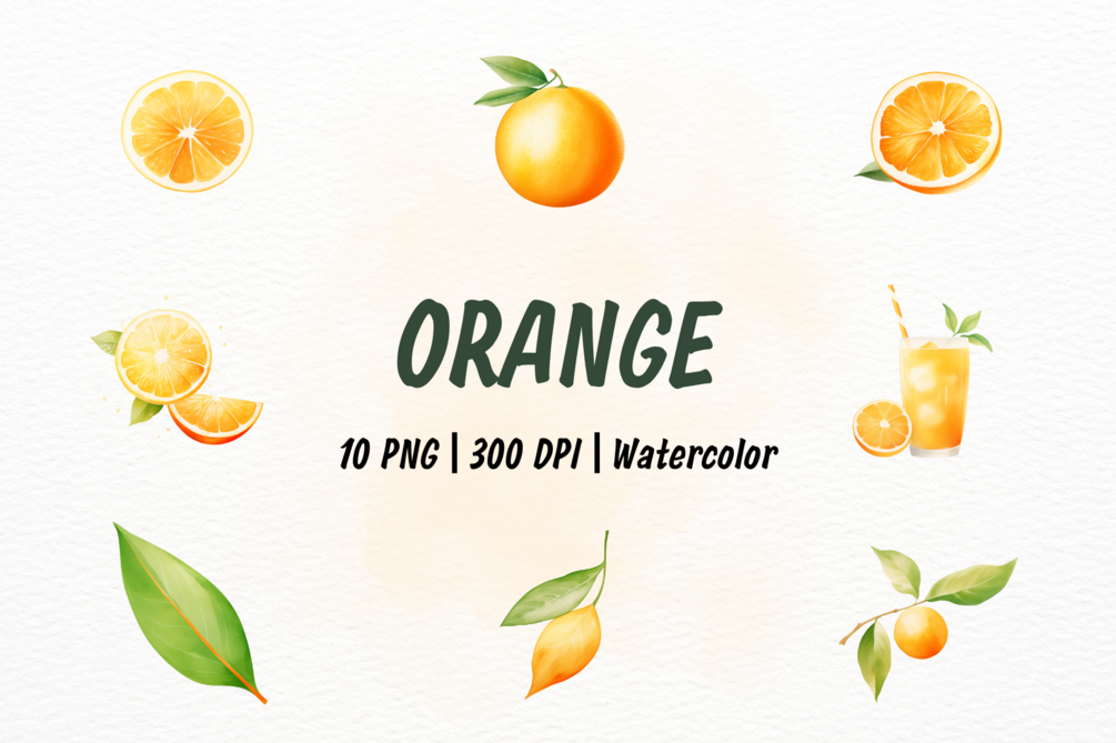 Orange Watercolor Clipart