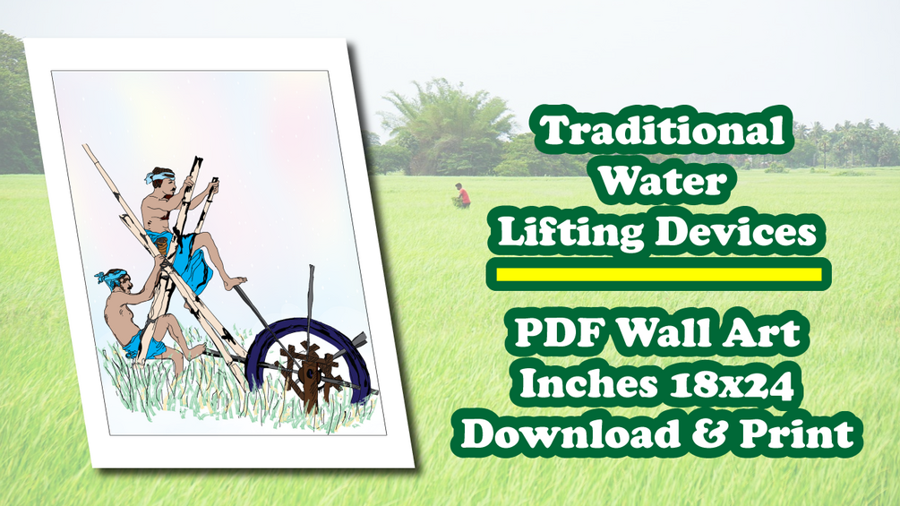 Traditional water lifting devices wall art