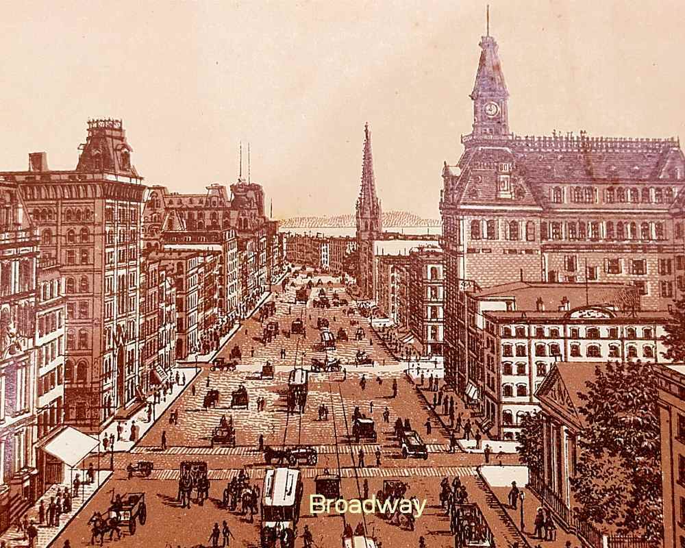 Vintage Print digital View of 100 Years old Broadway USA US