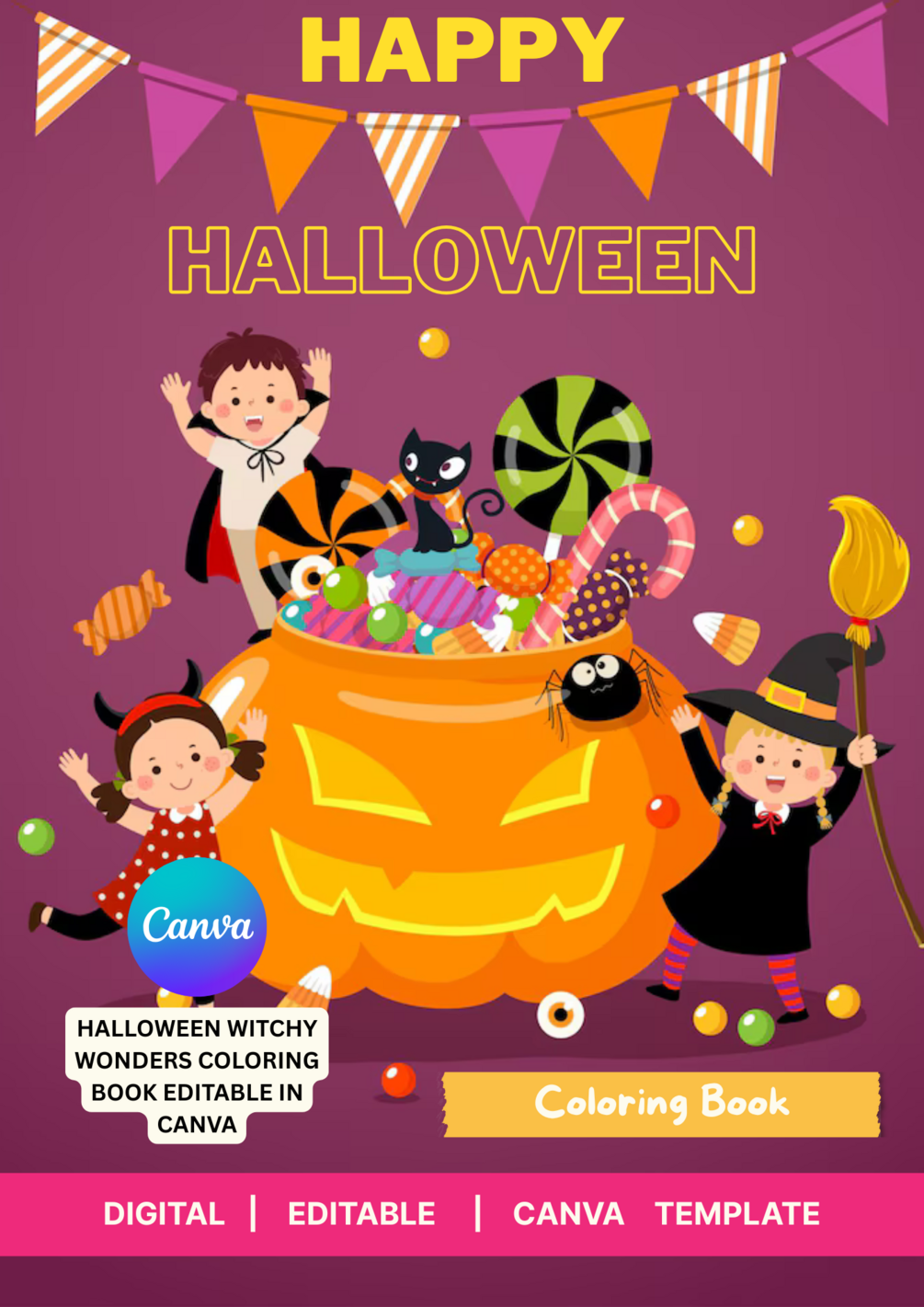 CREATIVE ZONE HALLOWEEN COLORING BOOK – EDITABLE CANVA TEMPLATE