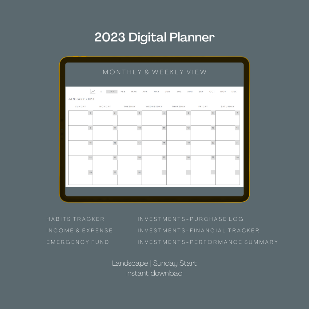 2023 Sunday Start Digital Dated Planner | Ipad Planner Tablet ...