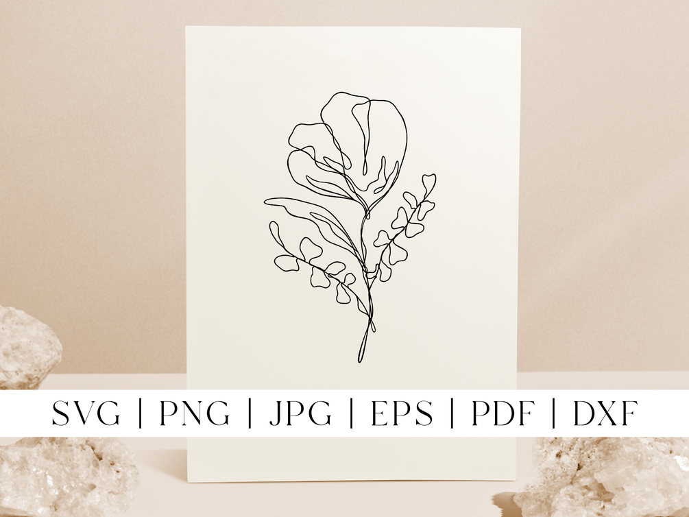 Wild Flower Line Art | Floral Clipart | Botanical One Line Drawing | By ...