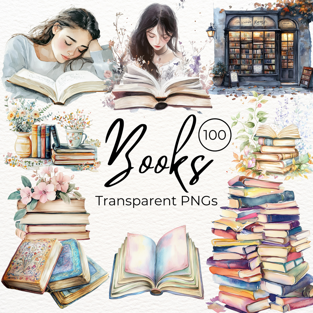 Books - 100 Cliparts Bundle - 300DPI - Commercial Use - Books ...