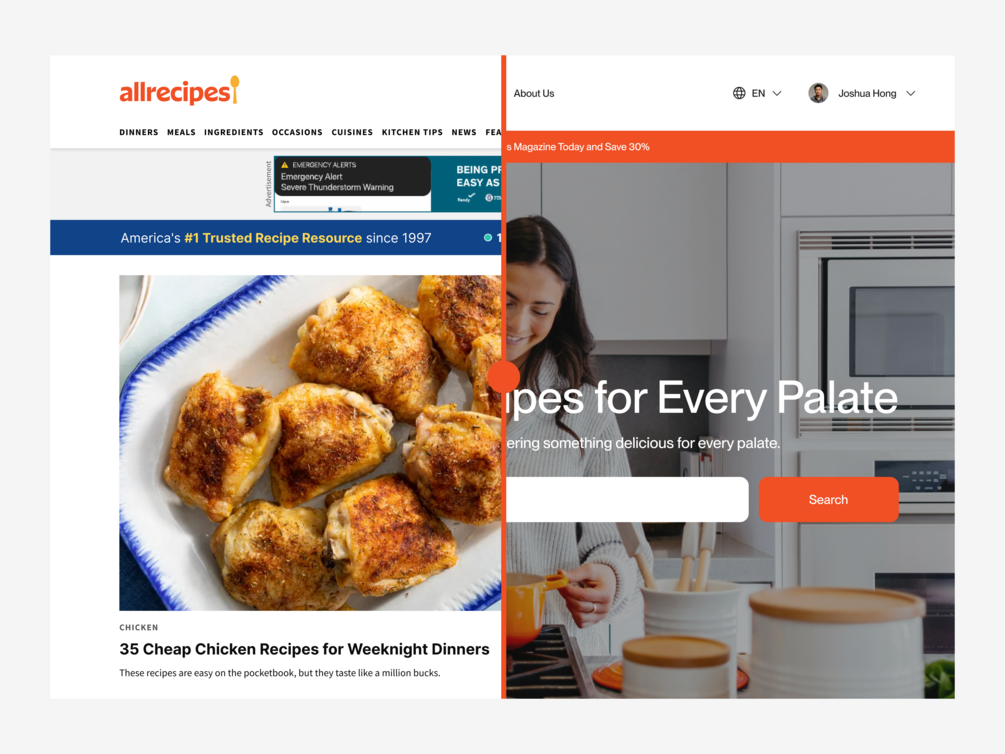 Redesign Allrecipes Landing Page Website