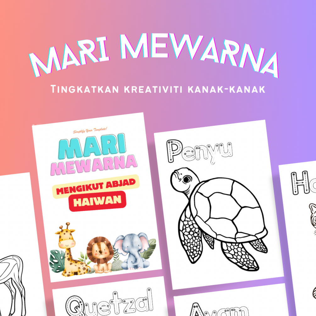 Mari Mewarna Haiwan Mengikut Abjad - Malay Version - Colouring Book/Sheet