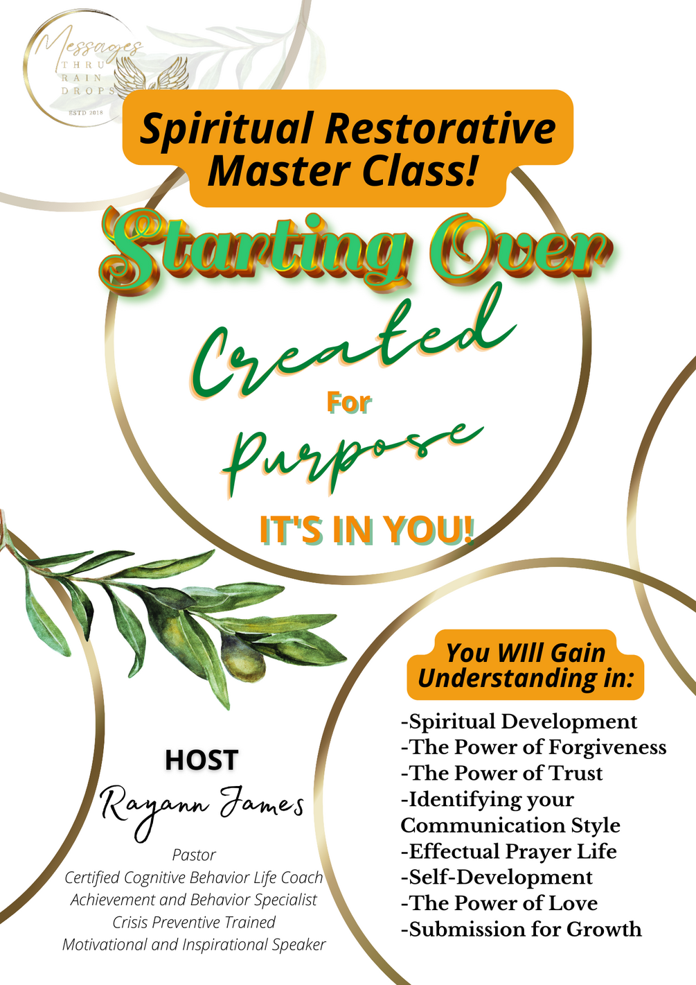(Starting Over in Christ) Restorative Master Class