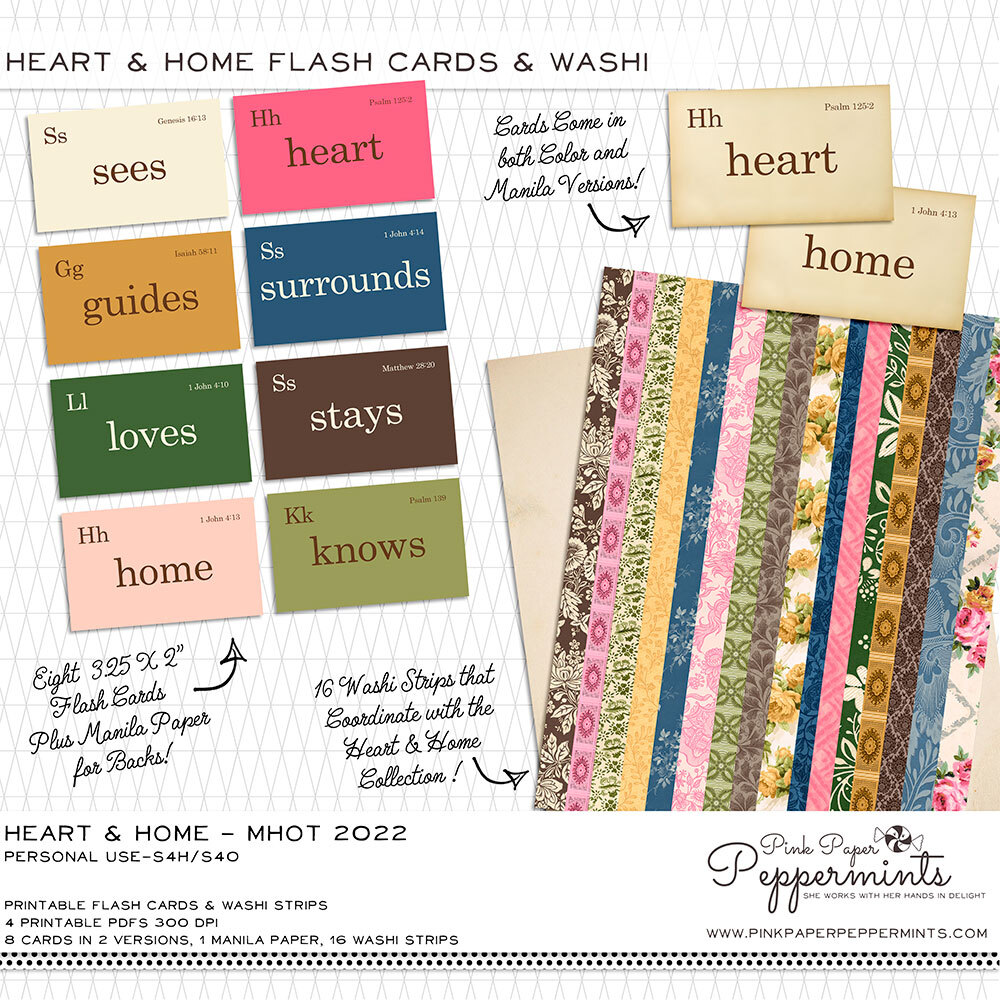 Heart & Home | Printable Vintage-Style Flash Cards and Washi for ...