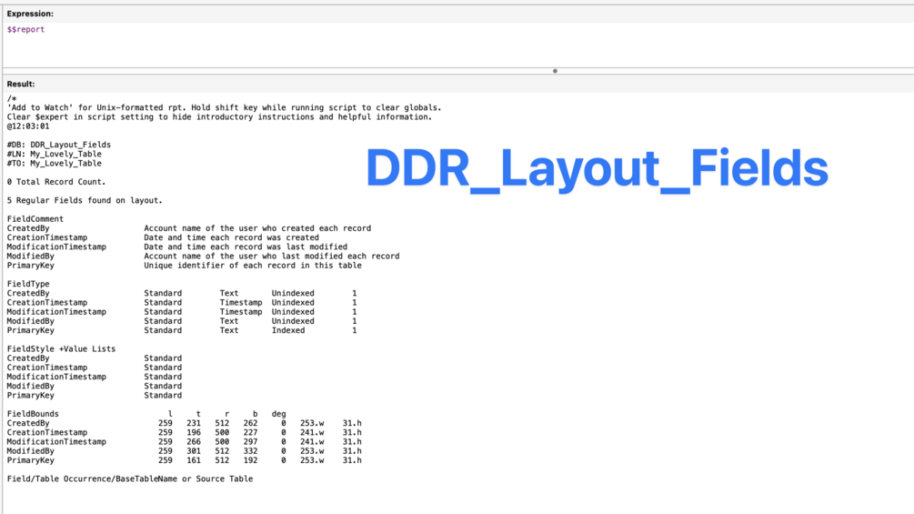 DDR Layout Fields