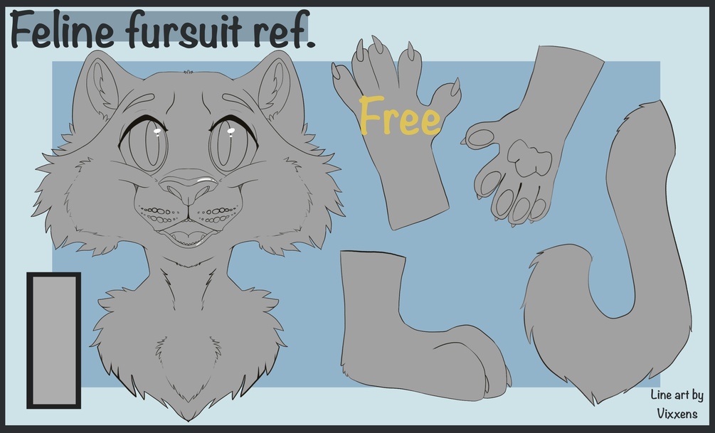 Fursuit reference line art (Feline)