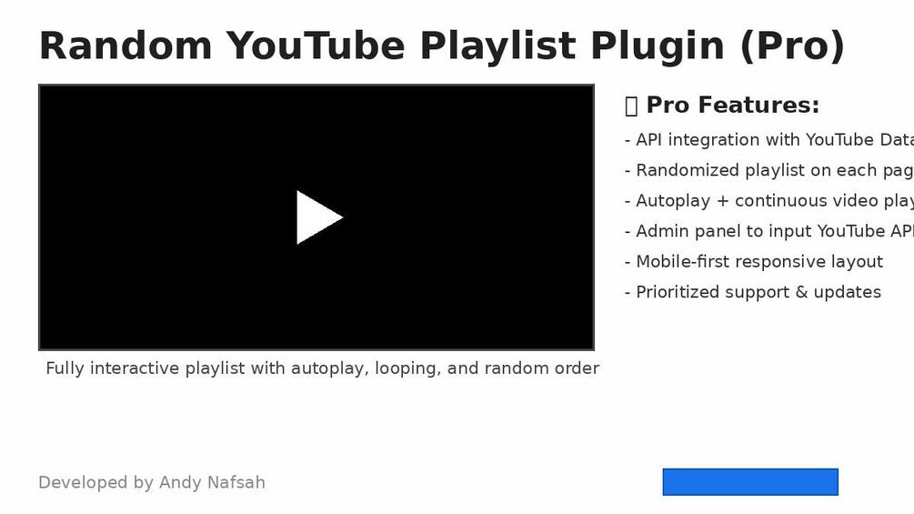 Random YouTube Playlist Plugin For Wordpress – Pro Version