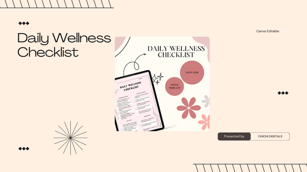Daily Wellness Checklist Editable Canva Template