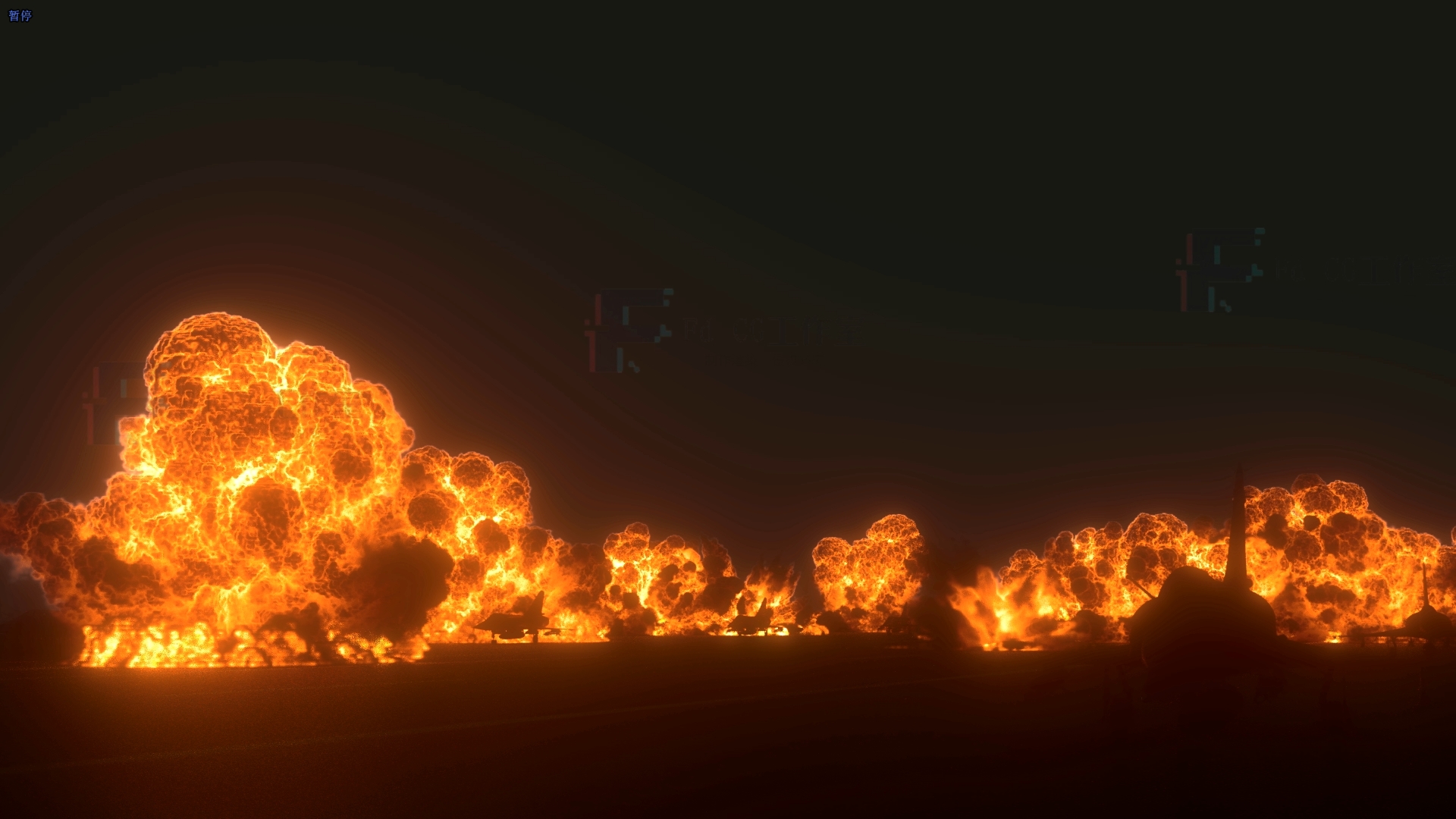 Houdini Airport Explosion Pyro File hip Karma XPU rendering