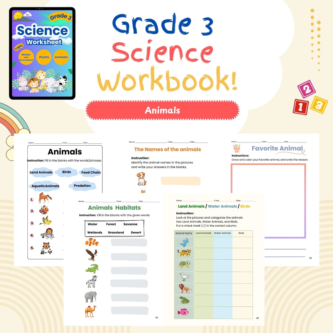 Grade 3 Science Workbook! - worksheets and answer sheets - Nature and ...